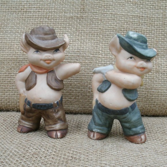 Homco | Accents | Vintage Western Cowboy Pigs Porcelain Figurines ...